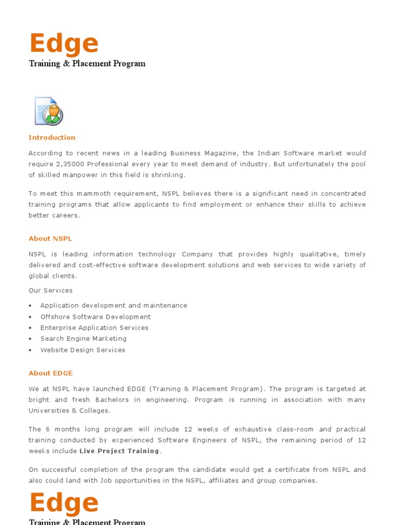 Training & Placement Program | PDF | Software Development | Software