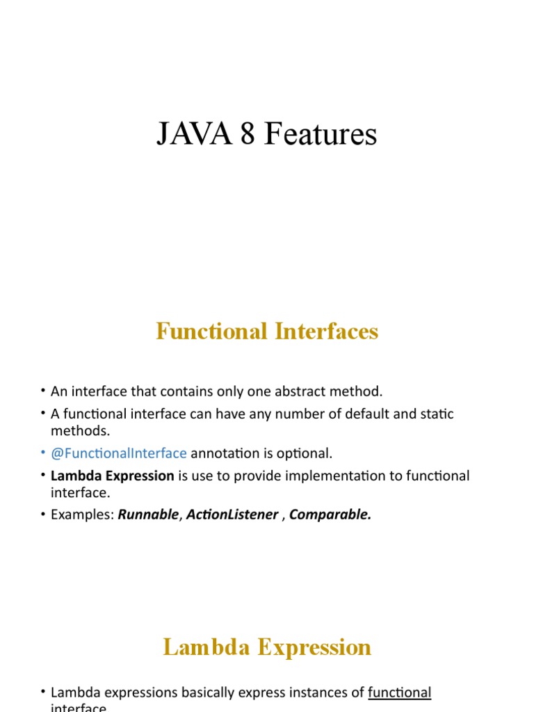 JAVA 8 Features | PDF | Anonymous Function | Method (Computer Programming)