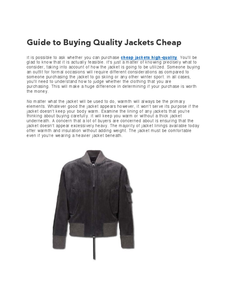 Guide To Buying Quality Jackets Cheap | PDF | Clothing | Softlines (Retail)