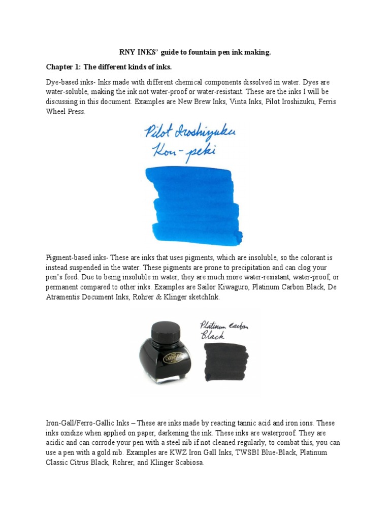 RNY INKS' Guide To Fountain Pen Ink Making. Chapter 1: The Different ...