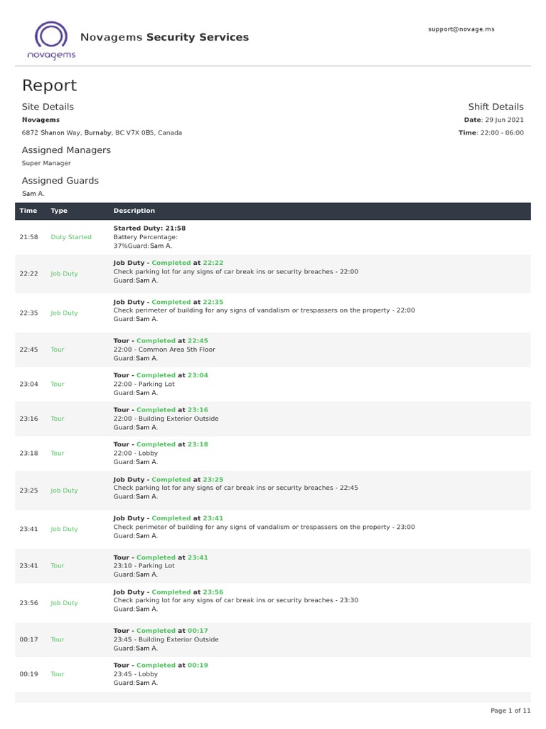 Security Guard Report | Download Free PDF | Transport | Vehicles