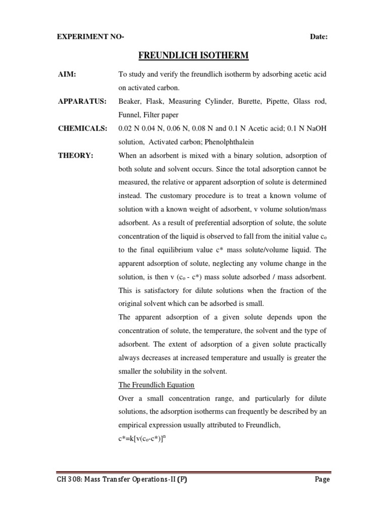 3 Freundlich Isotherm-Final | PDF | Adsorption | Solution