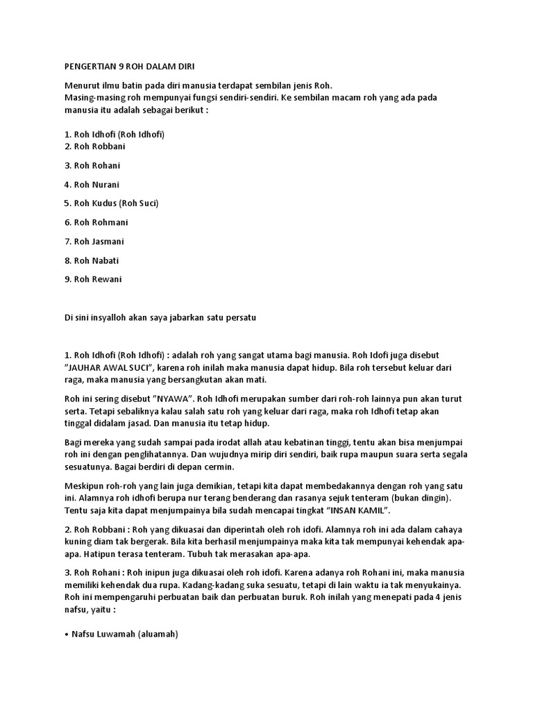 9 Roh Dalam Diri Manusia | PDF