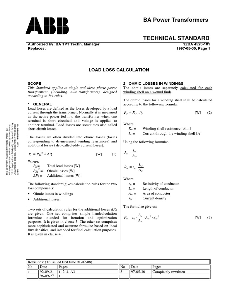 1zba4523 - 101 Load Loss Calculation | PDF | Transformer | Electrical ...
