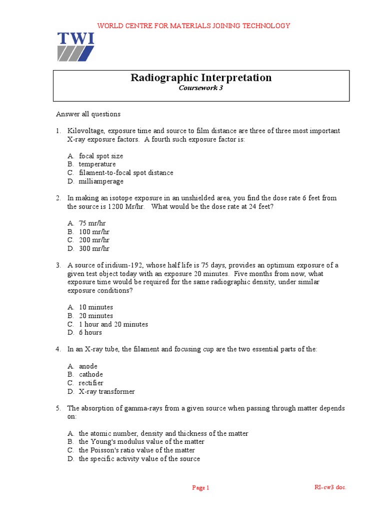 Radiographic Interpretation: Coursework 3 | Download Free PDF ...