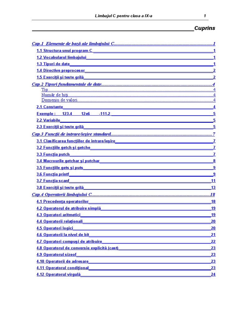 Limbajul C Pentru Clasa A Ix A Informatica Programare | PDF
