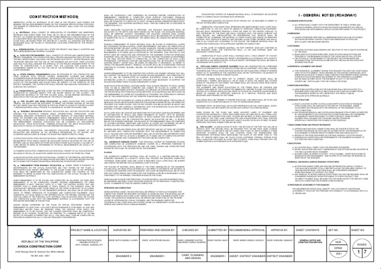 Construction Methods I - General Notes (Roadway) | PDF | Road | Road ...