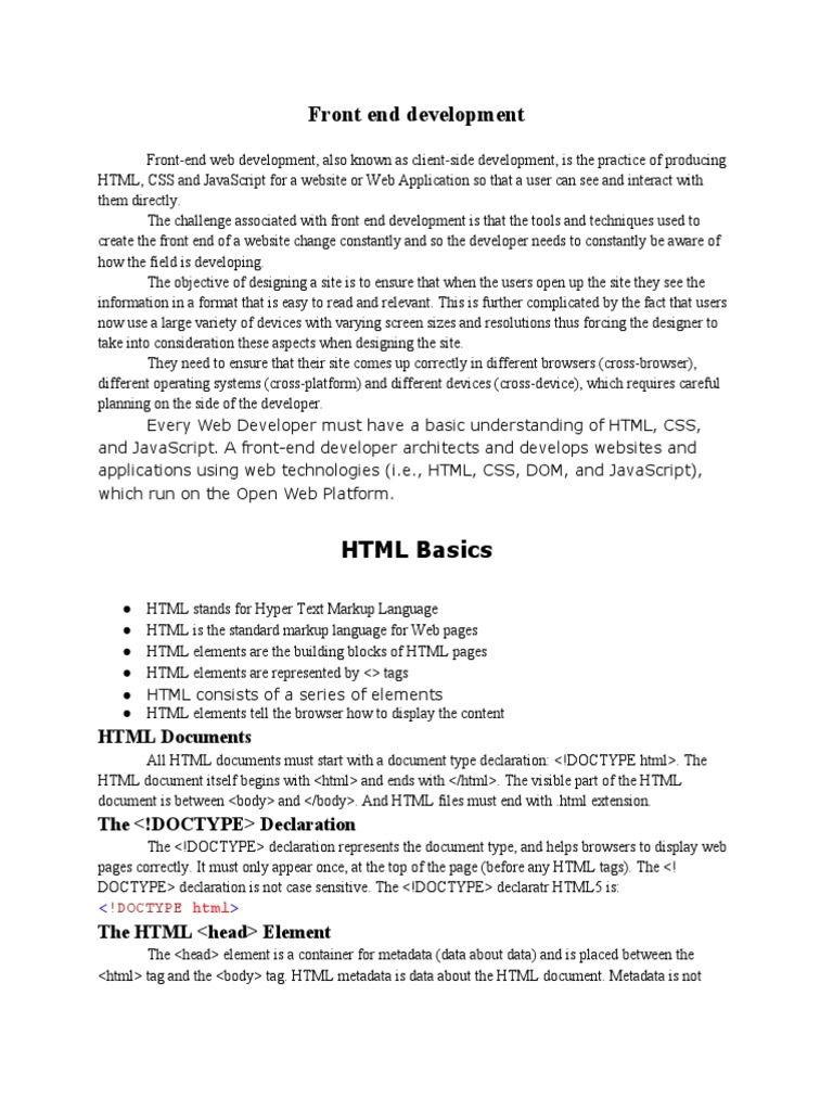 Front End Development: HTML Documents | Download Free PDF | Html ...