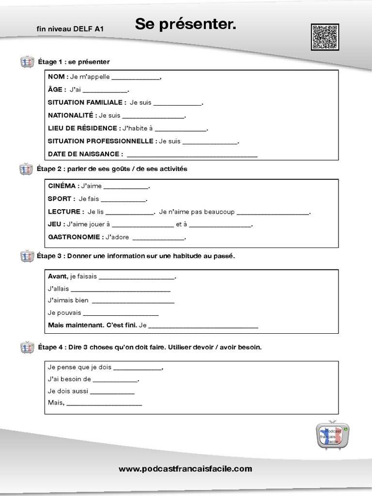 Se présenter en français A1 | PDF