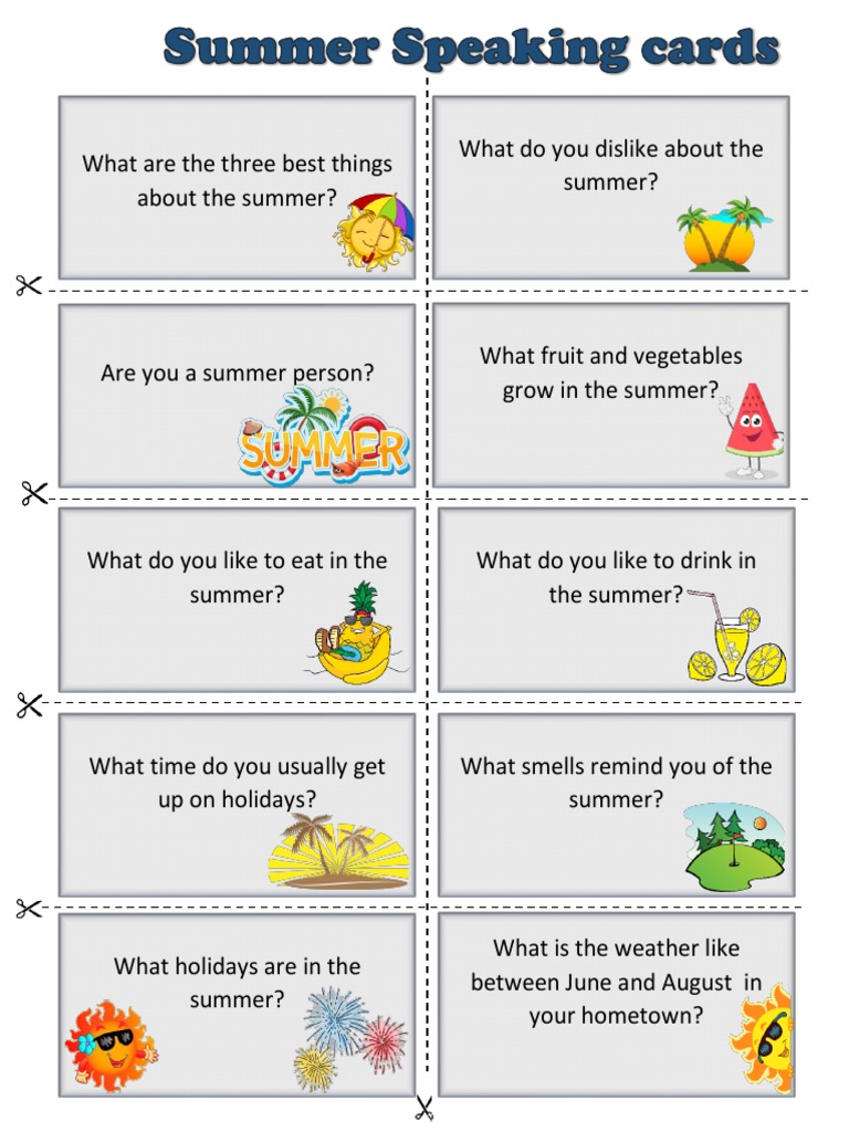 Summer Speaking Cards | PDF | Language Arts & Discipline | Lifestyle