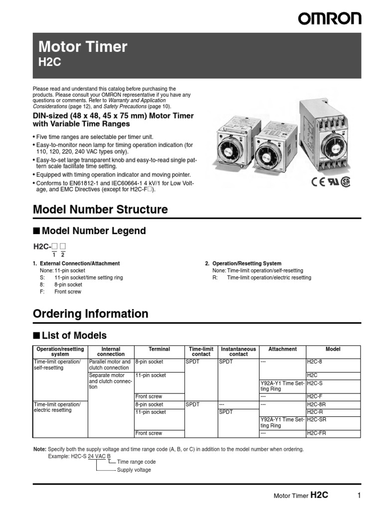 Motor Timer: Model Number Structure | PDF | Relay | Power Supply