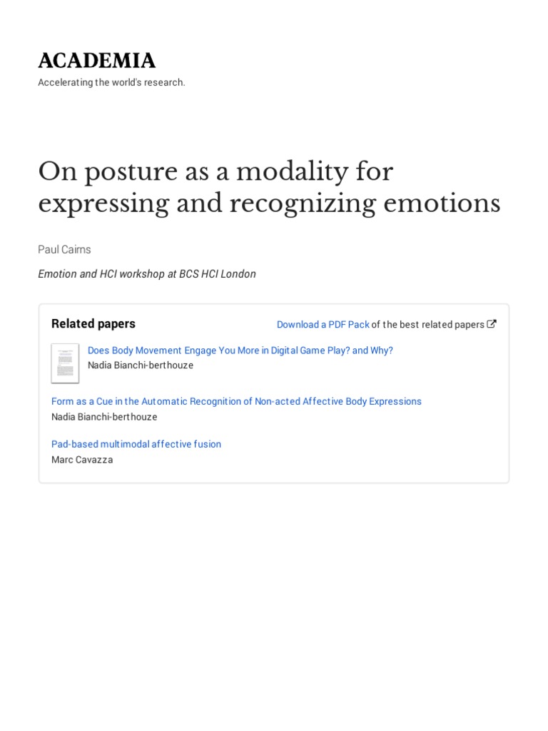 On Posture As A Modality For Expressing and Recognizing Emotions | PDF ...