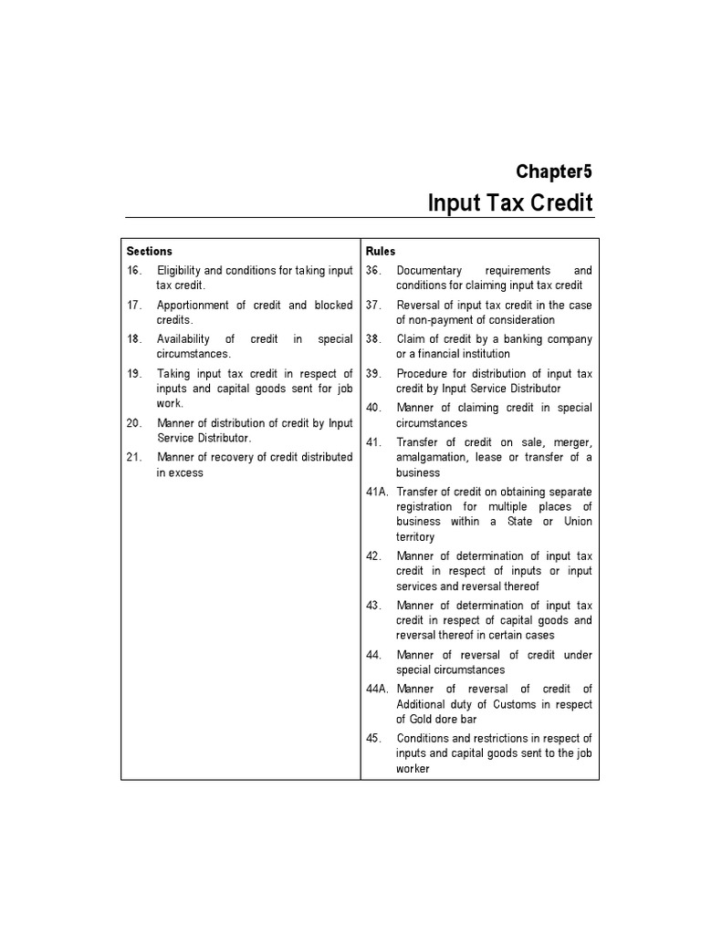 Input Tax Credit (TC) | PDF | Invoice | Value Added Tax