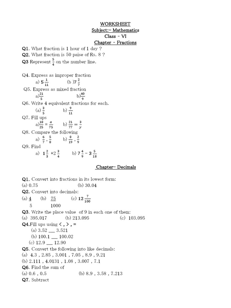 CBSE Class 6 Maths Practice Worksheets (6) - 0 | PDF | Area | Mathematics