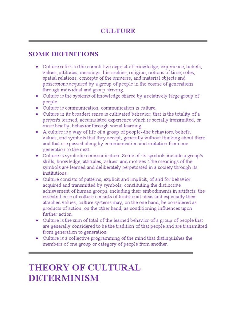 Theory of Cultural Determinism: Culture | PDF | Value (Ethics ...