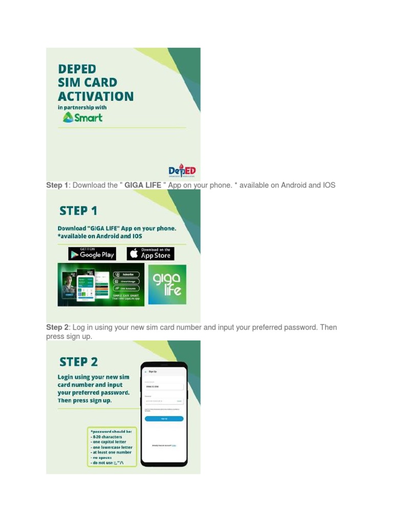 Deped Smart Sim Card Activation Tutorial | PDF