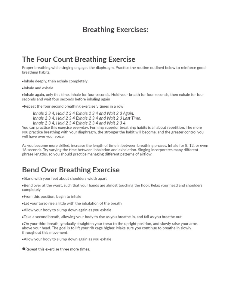 Vocal Breathing Exercises Guide | PDF | Breathing | Exhalation