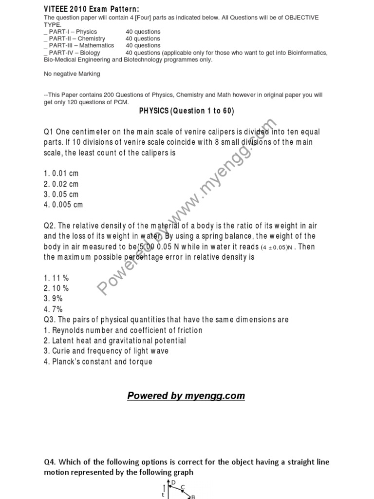 VITEEE 2010 Practice Exam 2010 - Article 47527 | PDF | Gases | Inductor