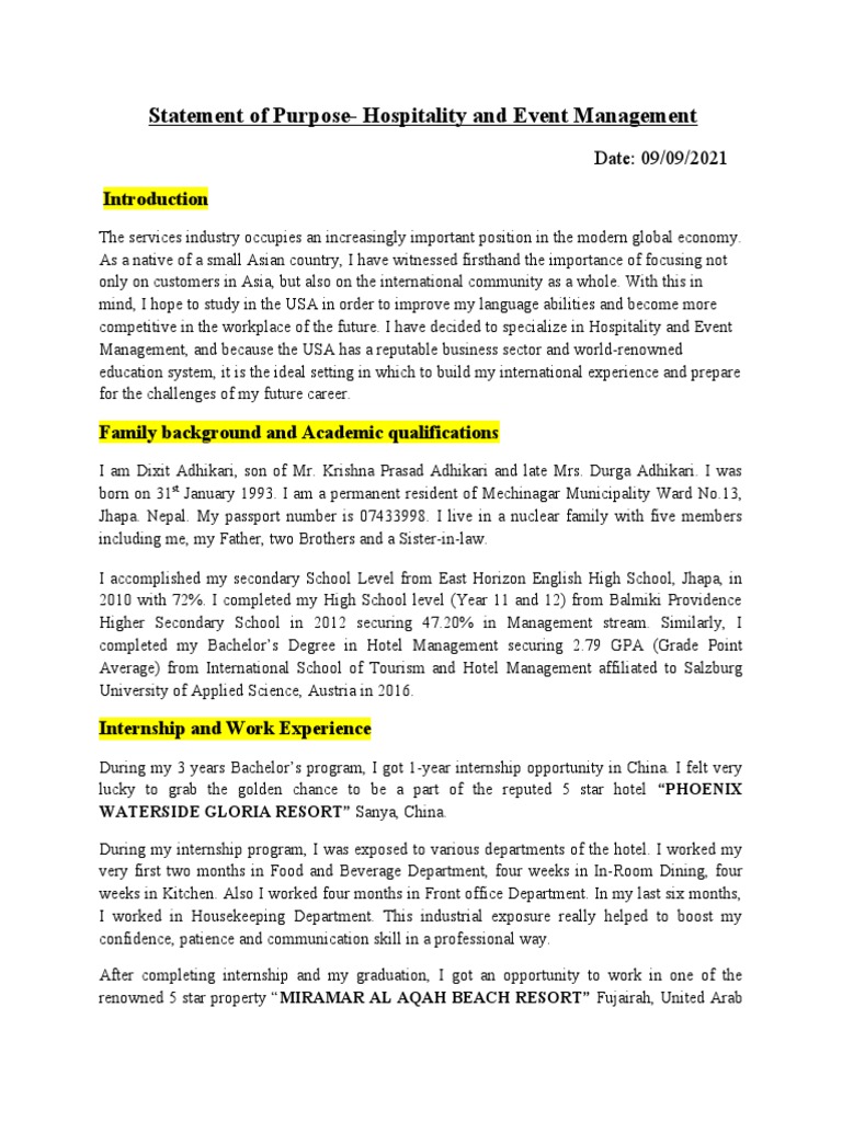 Statement of Purpose | PDF | Bachelor's Degree | International Student