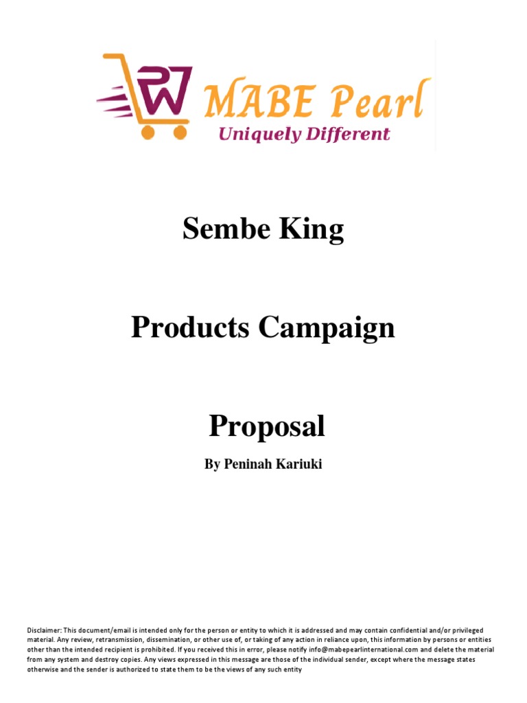 Sembe King Products Campaign Proposal | PDF | Brand | Marketing