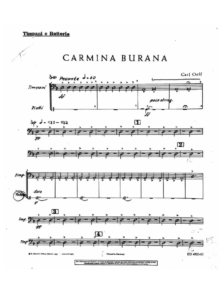Qdoc - Tips Carmina Burana Percussion and Timpani Score | PDF