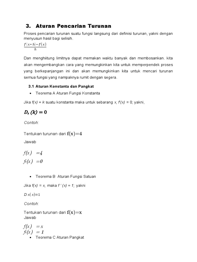 Aturan Turunan | PDF
