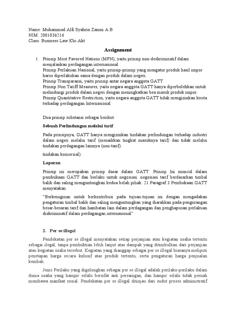 Assignment - M.AlfI Syahrin - 2001036216 | PDF | Pengelolaan Keuangan & Uang