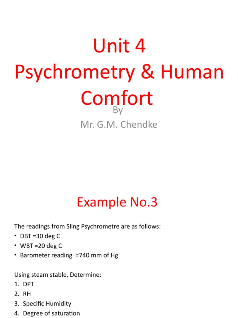 Unit 4.5 Psychrometry Example No.3 | PDF | Humidity | Continuum Mechanics
