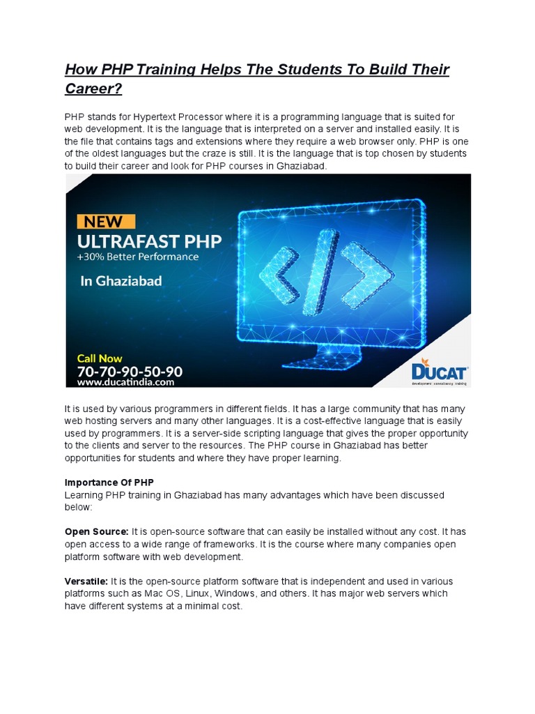 How PHP Training Helps The Students To Build Their Career | PDF