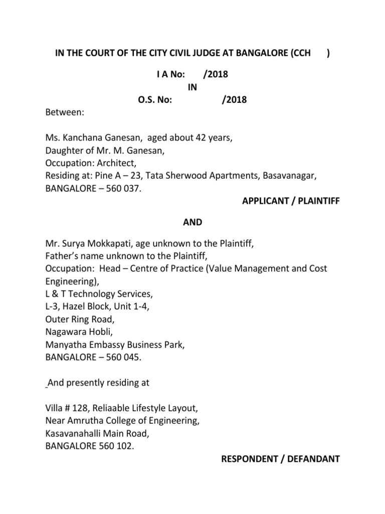 Injunction Ia Format | PDF | Lawsuit | Justice