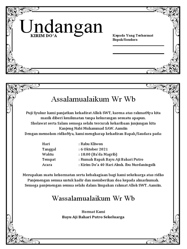 Undangan 40 Harian | PDF