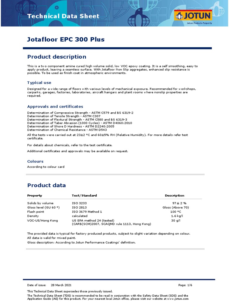 Jotafloor Epc 300 Plus TDS | PDF | Epoxy | Paint