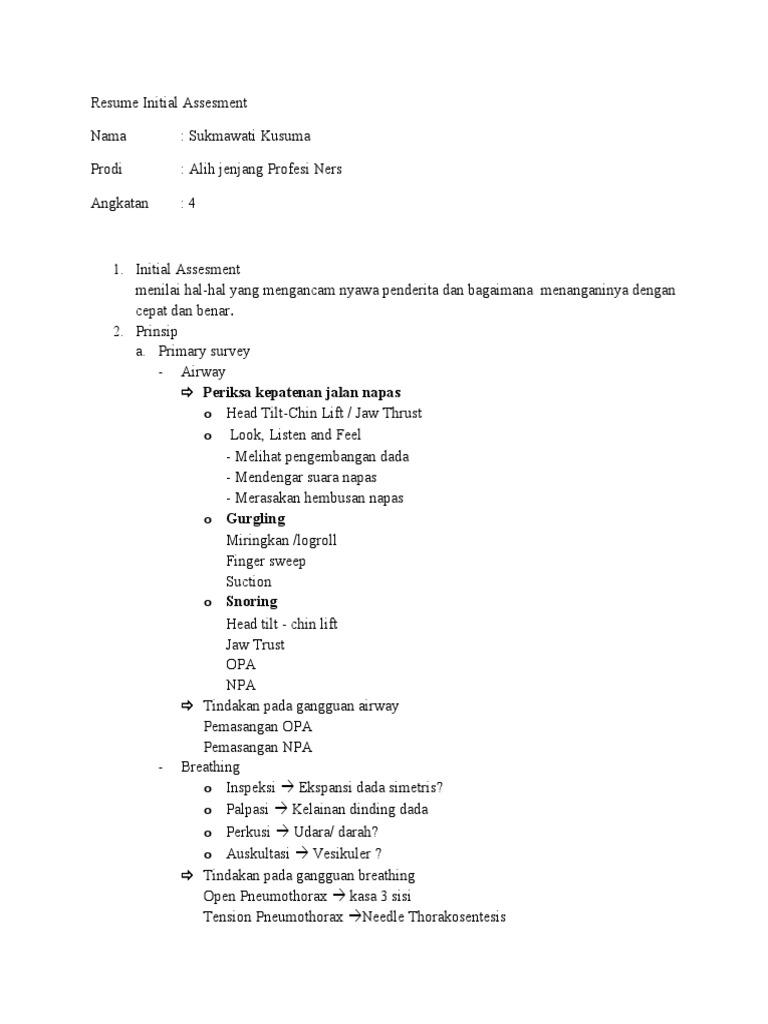 Resume Initial Assesment | PDF