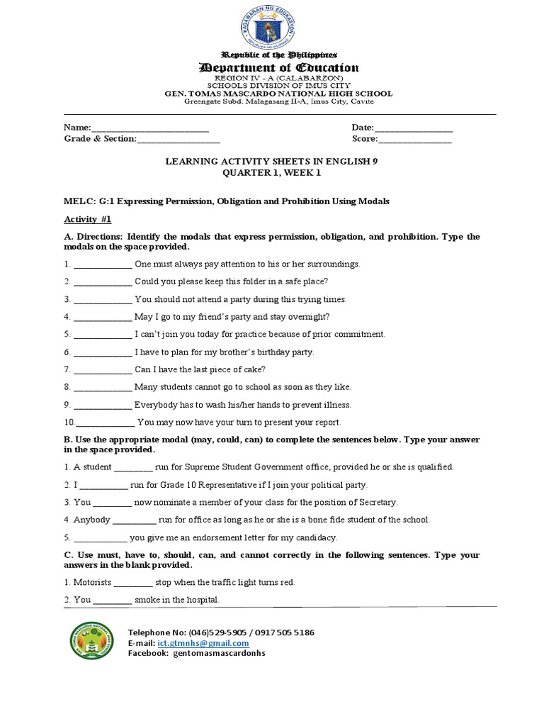 Name: - Date: - Grade & Section: - Score | PDF