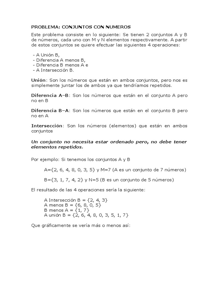 Operaciones con Conjuntos Numéricos | PDF | Estructura de datos de ...