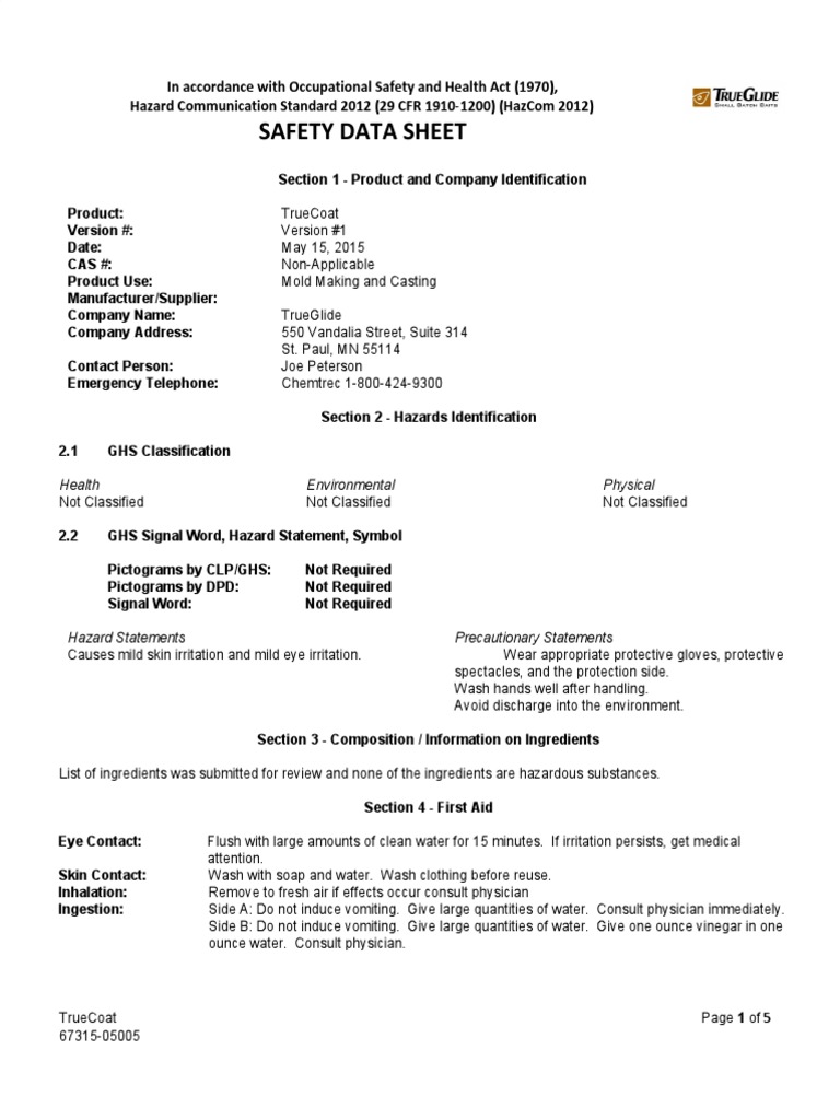TrueCoat Epoxy Safety Data Sheet | PDF | Firefighting | Chemistry