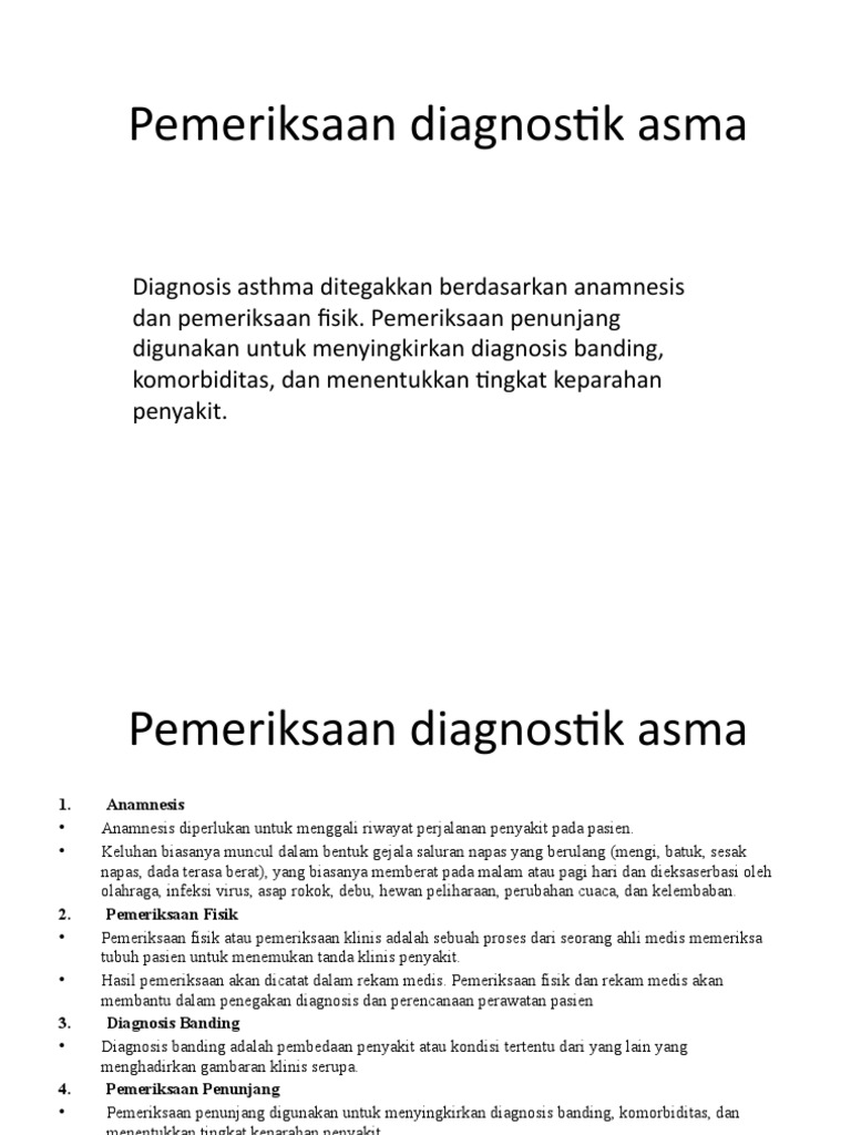 Pemeriksaan Diagnostik Asma Dan Penatalaksanaan Asma | PDF