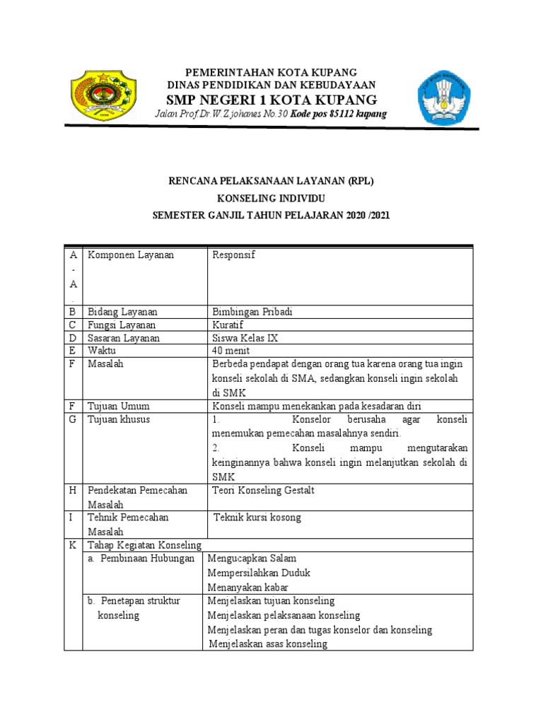 RPL Konseling Individu | PDF