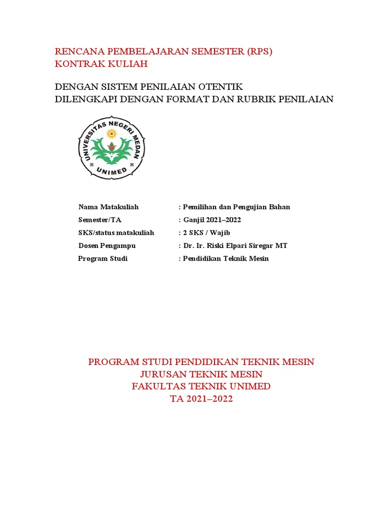 03 Rps 2021-2022 Pemilihan Dan Pengujian Bahan A | PDF | Karier ...