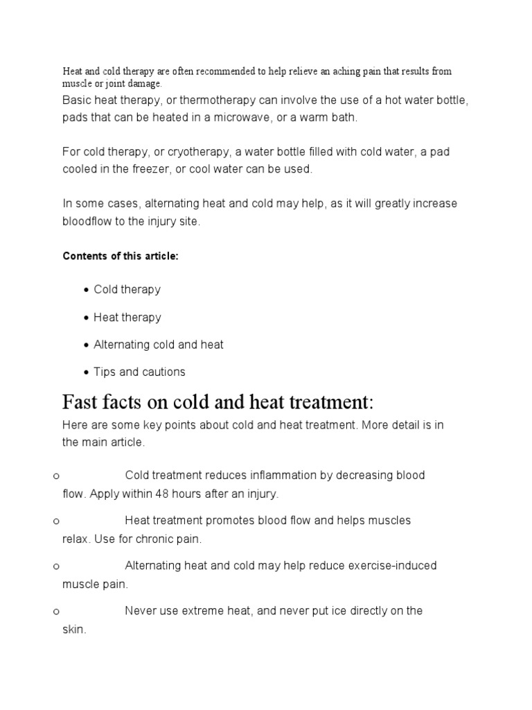 Applying Hot and Cold Water | PDF | Clinical Medicine | Medicine