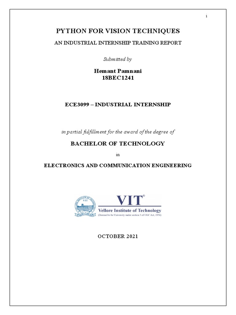 Ece3099 Ipt Report Template 18becxxxx | PDF | Computer Vision ...