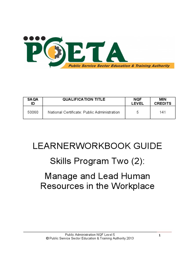 PA L5 - SP2 - Learner WorkBook | PDF | Learning | Leadership