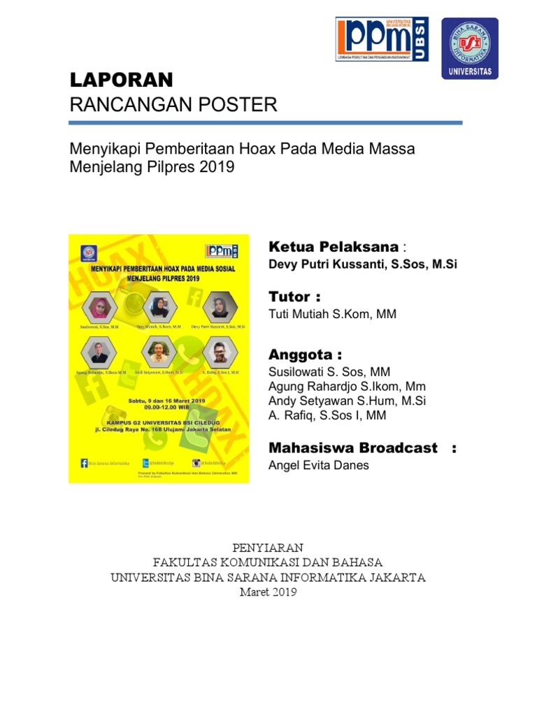 Rancangan Poster Anti Hoax Pilpres 2019 | PDF