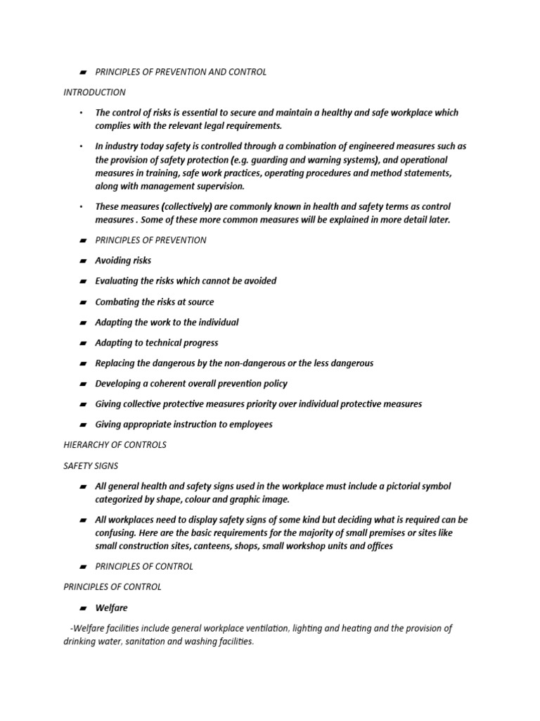 Principles of Prevention and Control | PDF | First Aid | Occupational ...