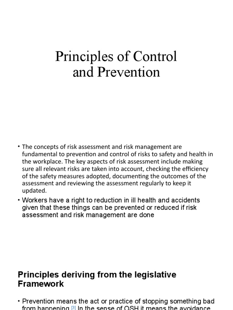 Principles of Control & Prevention | PDF | Risk | Occupational Safety ...