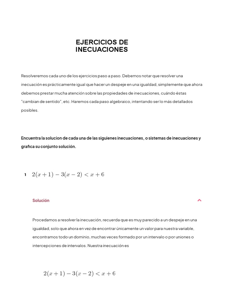 Ejercicios de Inecuaciones - 1 | PDF | Números | Intervalo (Matemáticas)