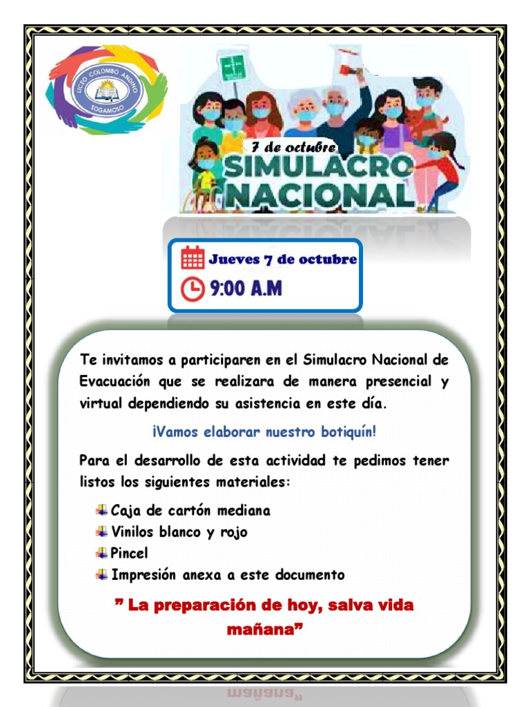 Invitación al Simulacro Nacional 2025 | PDF | Salud y bienestar