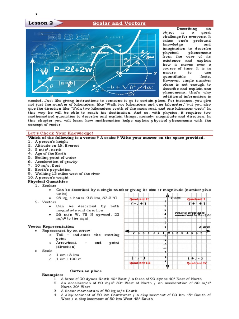 Gen. Physics 1 Unit 1 Lesson 2 Scalar and Vectors | PDF | Trigonometric ...