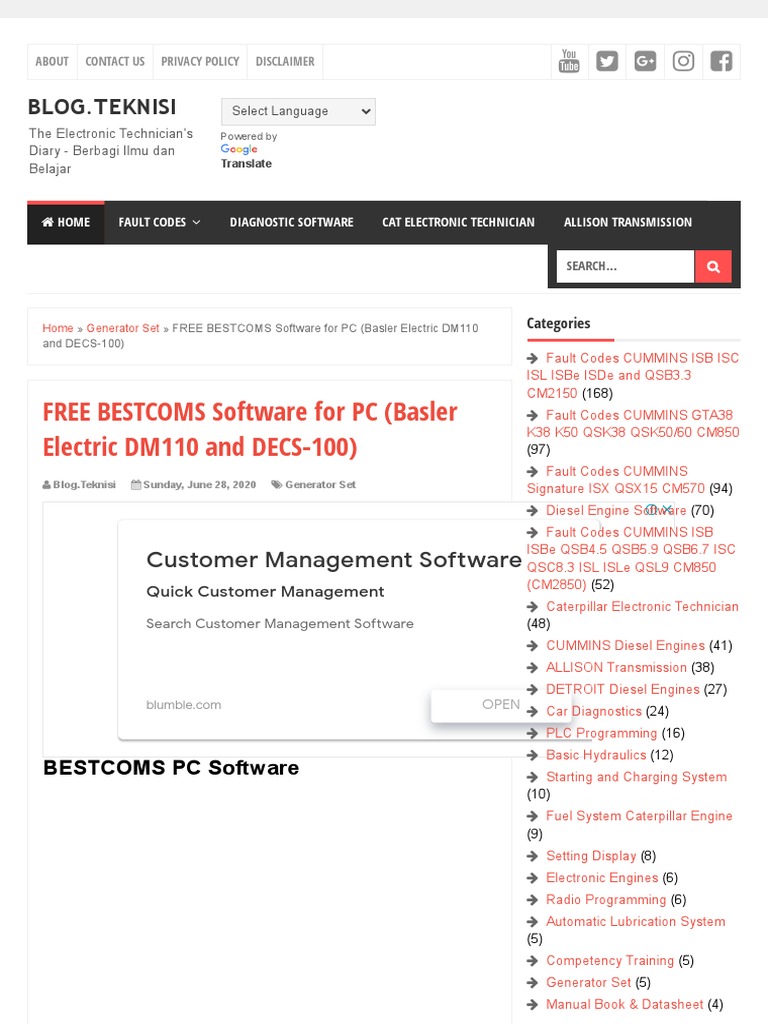 FREE BESTCOMS Software For PC (Basler Electric DM110 and DECS-100 ...