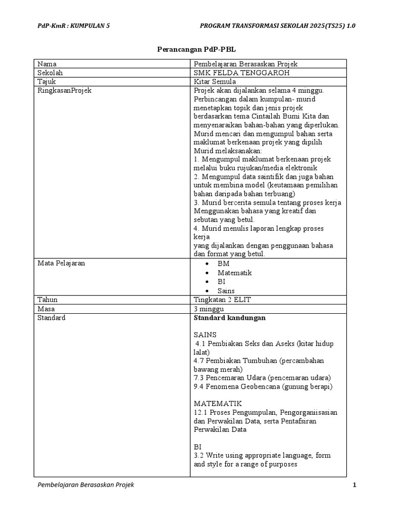 Perancangan PDP-PBL | PDF